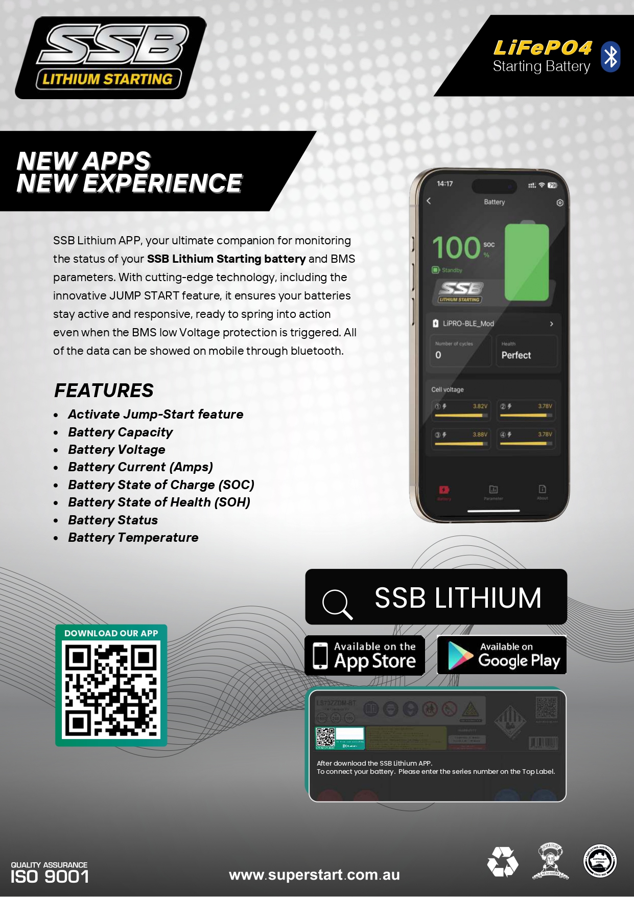 Buy SSB Lithium LS50PDM-BT Car Starting Battery w/ Bluetooth | Powerworld